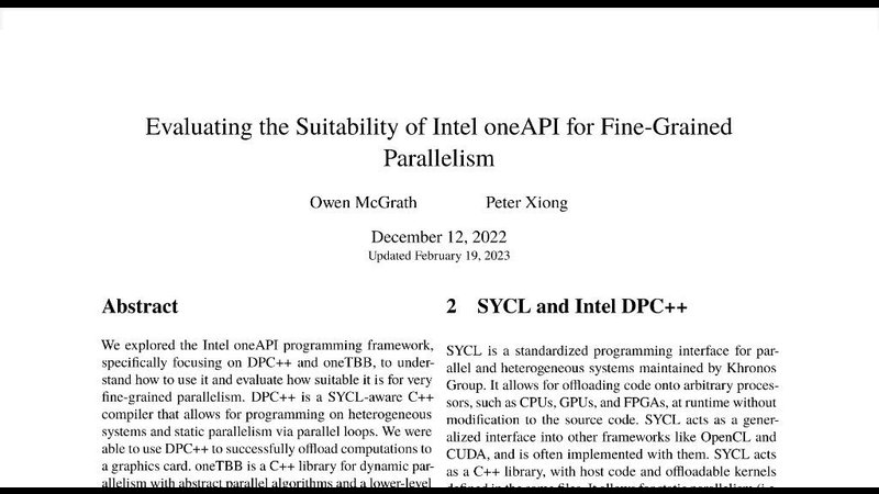 Evaluating The Suitability Of Intel Oneapi For Fine Grained Parallelism Intel Devmesh Owen 